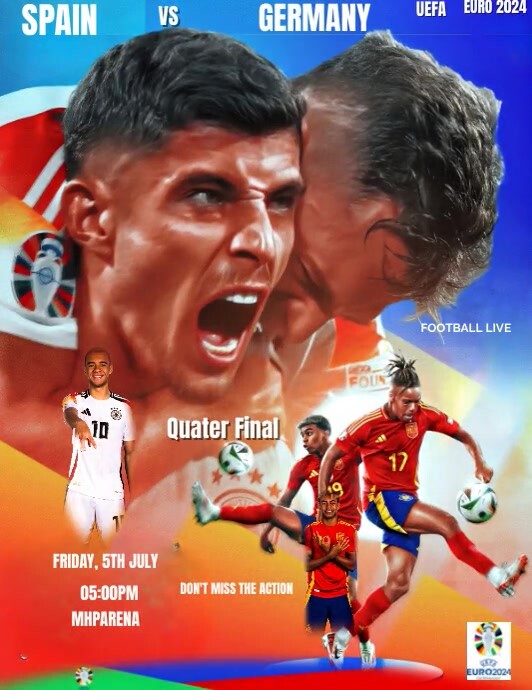 Professional Euro 2024 Spain Vs Germany Flye Template | PosterMyWall