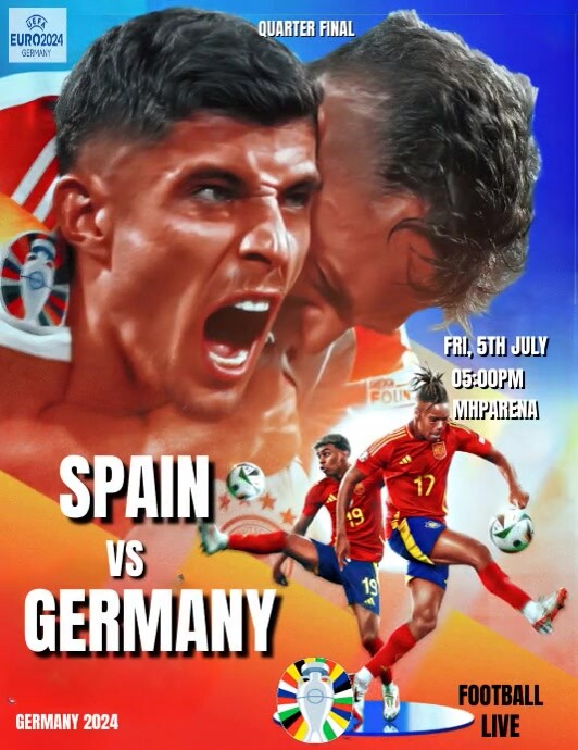 Professional Euro 2024 Spain Vs Germany Flye Templat | PosterMyWall