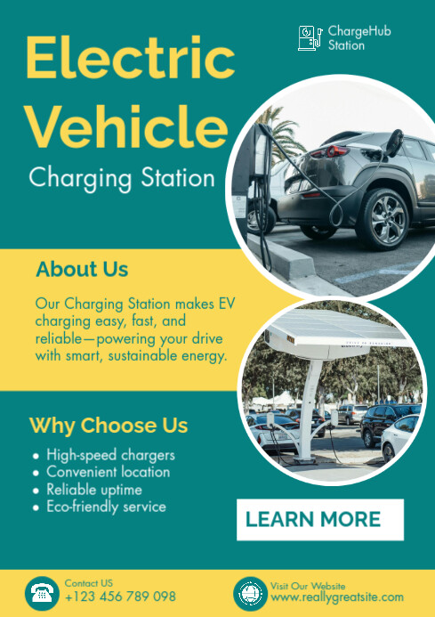 Professional Ev Charging Station Advertisement Template A4 | PosterMyWall