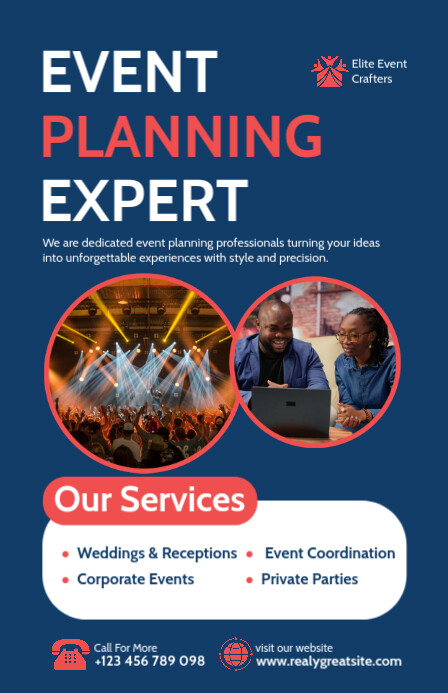 Copy of Professional Event Planning Expert Services Flyer Template Tabloid | PosterMyWall