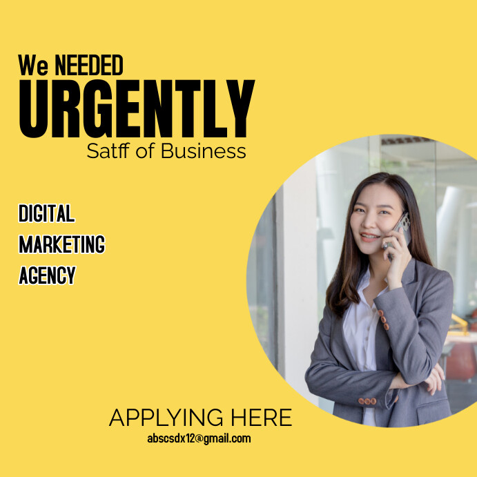 Professional Excellent Agency Needed For Job Template | PosterMyWall