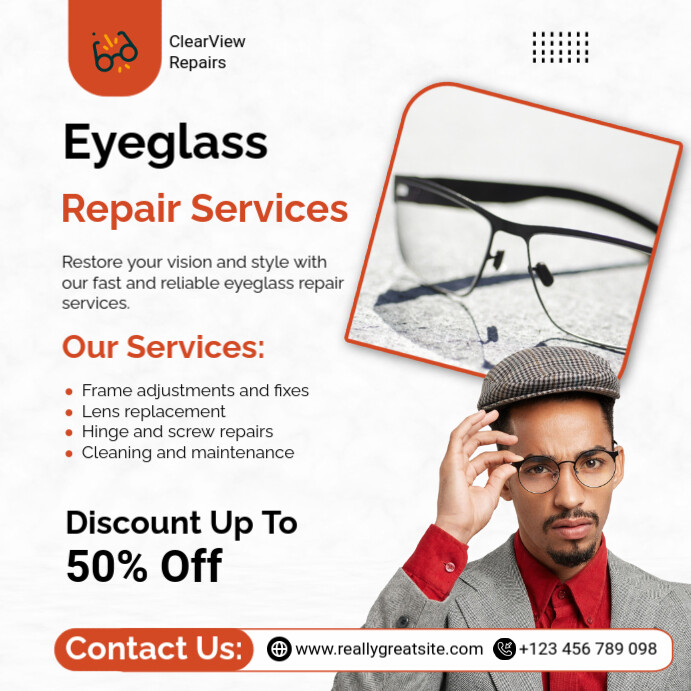 Professional Eyeglass Repair Services Poster Template | PosterMyWall