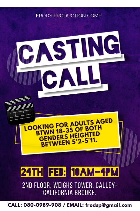 PROFESSIONAL FILM CASTING CALL TEMPLATE (1) | PosterMyWall