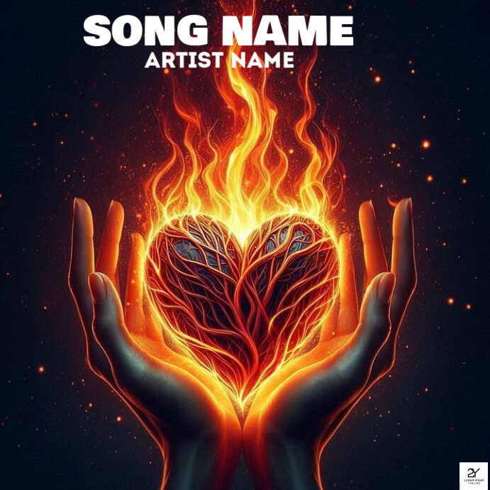 Professional Fire Heart Album Cover Instagram Post Template | PosterMyWall