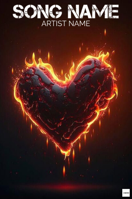 Professional Fire Heart Album Cover Poster Template | PosterMyWall