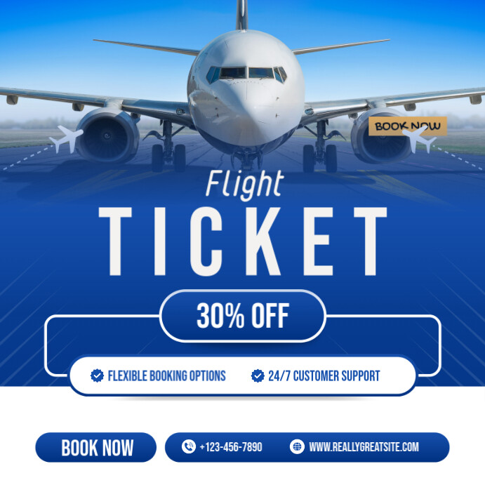 Copy of Professional Flight Ticket Instagram Post | PosterMyWall