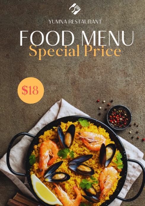 Professional Food Menu A4 Template | PosterMyWall
