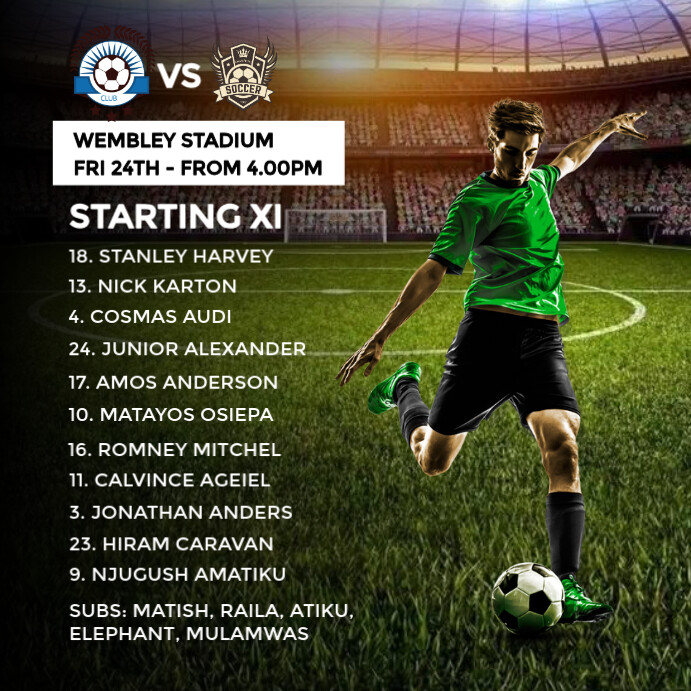 Copy of Professional Football Starting XI 11 | PosterMyWall
