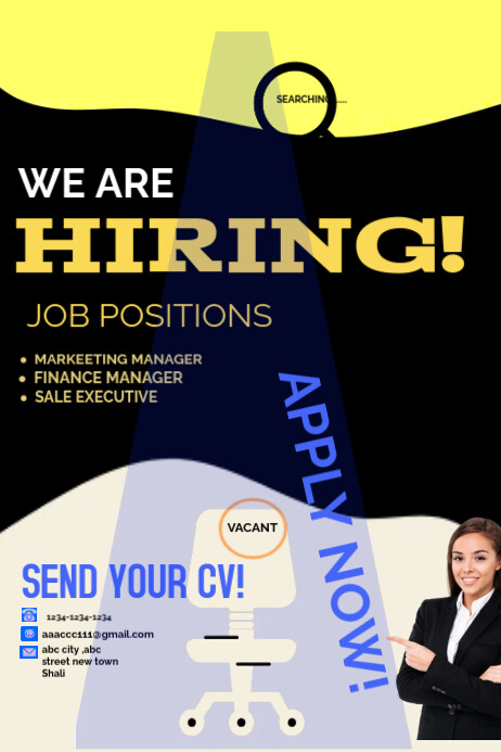 Professional Free Job Here Now Apply 2024 Pos Template | PosterMyWall