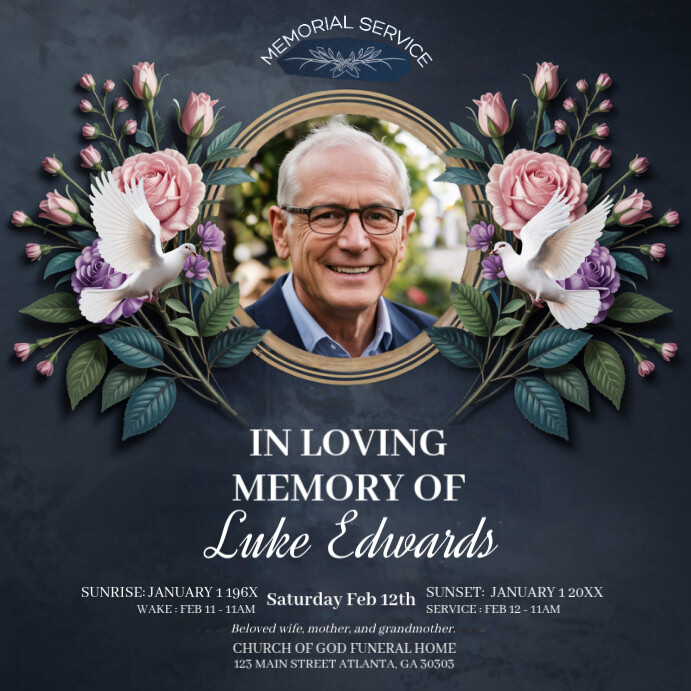 Professional Funeral Flyer, Death Announcement, Obituary Instagram Post ...