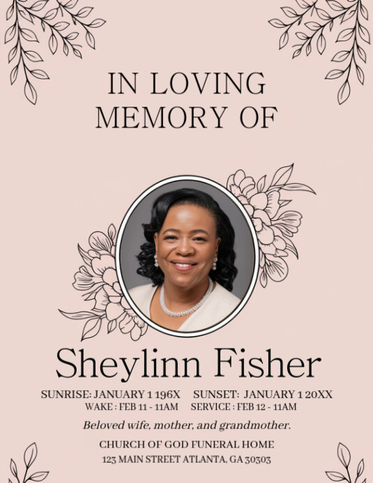 Copy of Professional Funeral Flyer, Death Announcement, Obituary ...