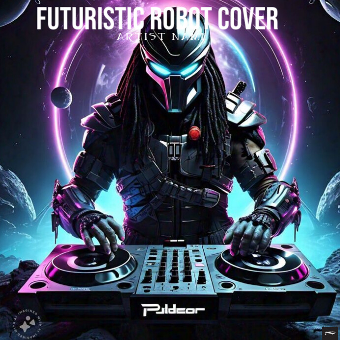 Professional Futuristic Robot Album Cover Instagram Post Template ...