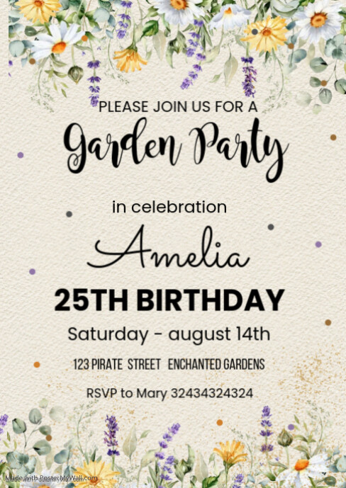 Professional Garden Party Invitation Template | PosterMyWall