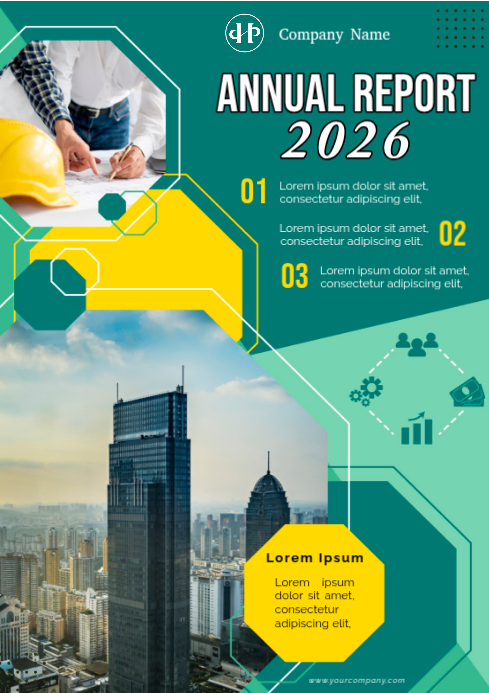 Professional Geometrical annual report with photo A4 Template ...