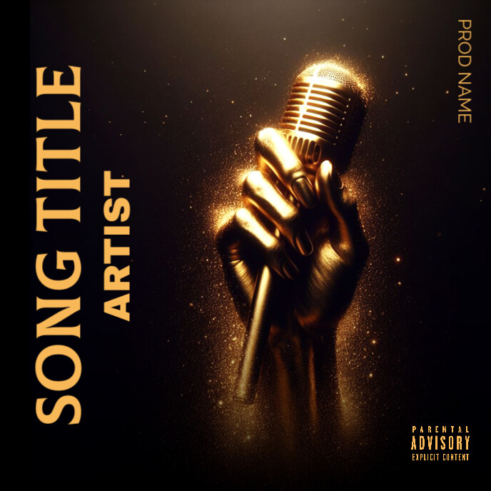 Professional Golden Mic Album Cover Template | PosterMyWall