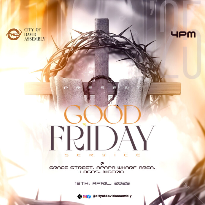 Professional Good Friday 2025 Flyer Instagram Post Template | PosterMyWall