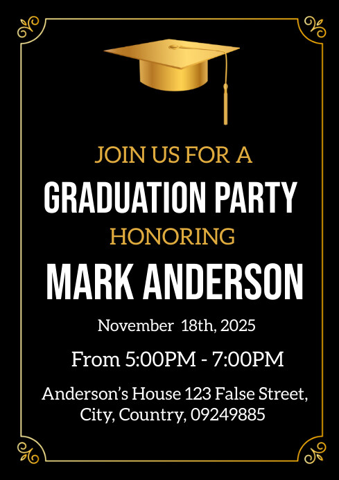 Professional Graduation Party A4 Template | PosterMyWall