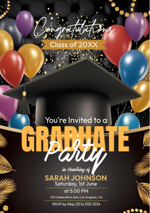 Copy of Professional Graduation Party Invitation A4 | PosterMyWall