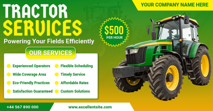Plantilla de Professional Green Collage Tractor Services Facebook ...
