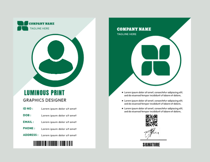Professional Green Employee Id Card Template Design Free Flyer (us ...