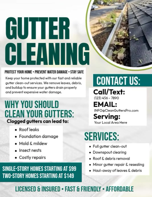 Professional Gutter Cleaning Services Template | PosterMyWall