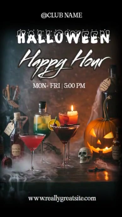 Professional Halloween Happy Hour Poster Template – Spooky Bar & Drink ...