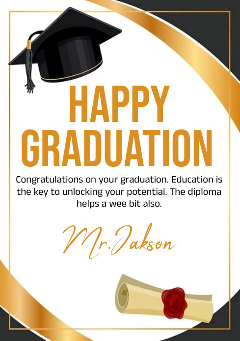 Plantilla de Professional Happy Graduation A4 | PosterMyWall