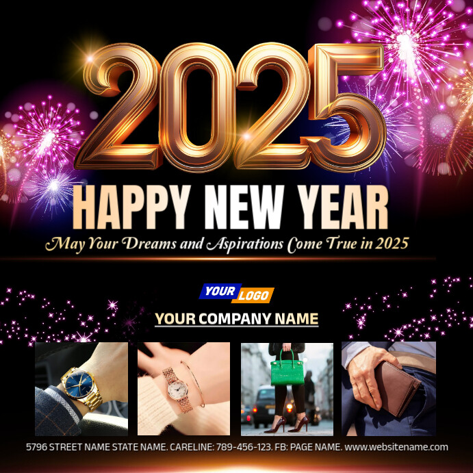 Professional Happy New Year 2025 Online Greeting Card Instagram Post ...