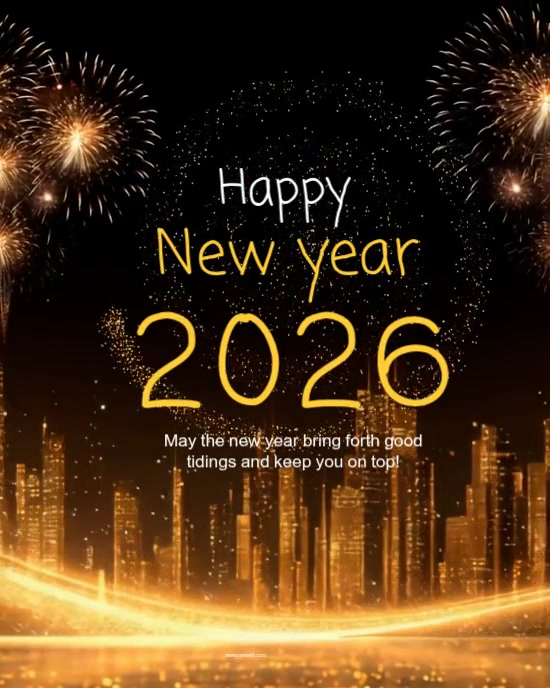 Professional Happy New Year 2026 Video Design Instagram Portrait ...