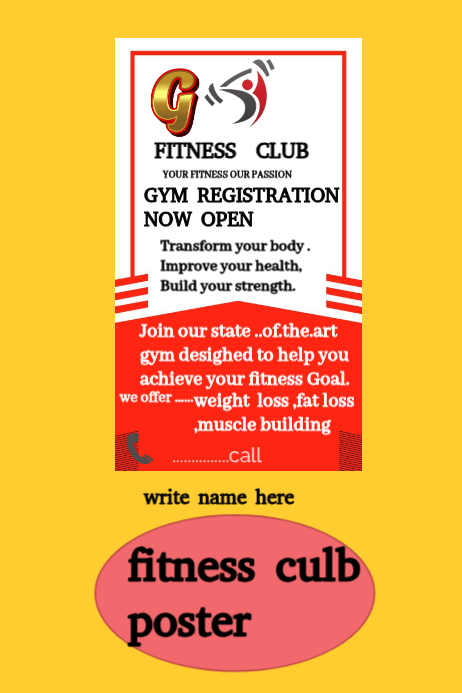 Professional Health Fitness Culb Poster Poster Template | PosterMyWall