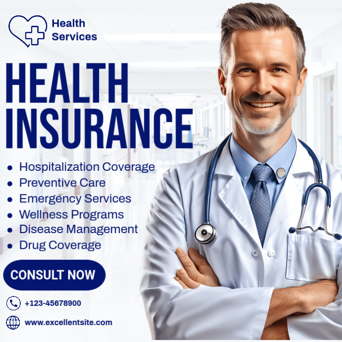 Professional Health Insurance Instagram Post Template | PosterMyWall