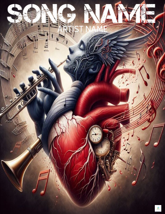 Plantilla de Professional Heart Song Album Cover Flyer (us Letter ...