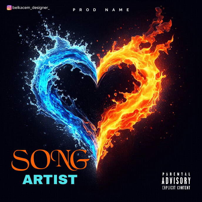 Professional Heart Water And Fire Album Cover Template | PosterMyWall