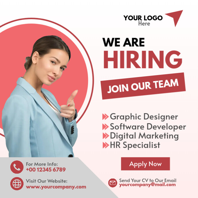 Professional Hiring And Internship Poster Instagram Post Template ...