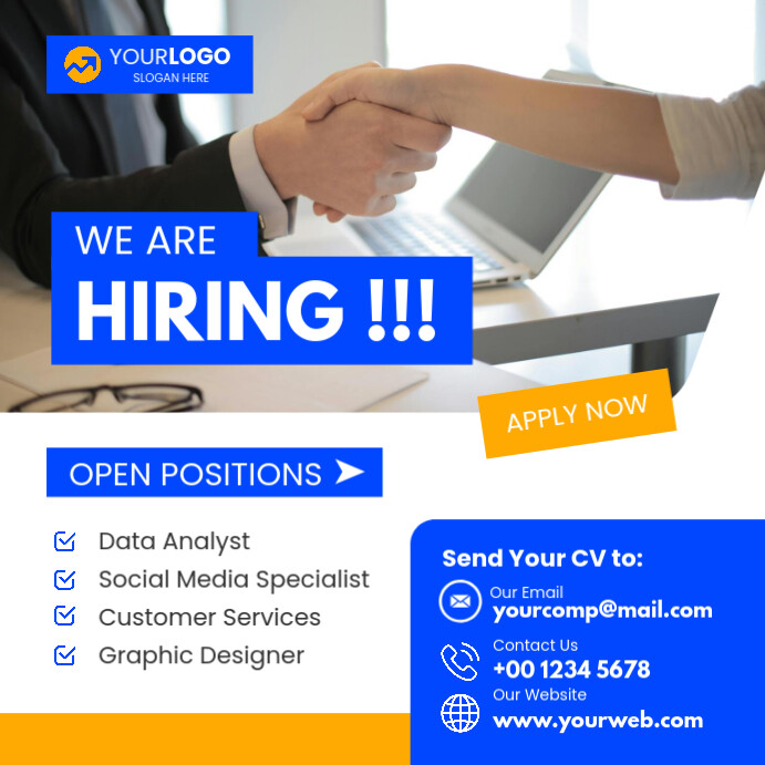 Professional Hiring And Internship Poster Template Instagram Post ...