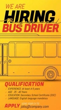 Professional Hiring Bus Driver Ad Instagram Story Template | PosterMyWall