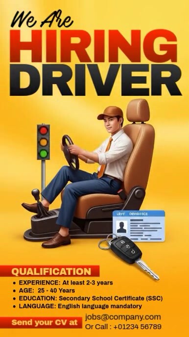 Professional Hiring Driver Ad Instagram Story Template | PosterMyWall