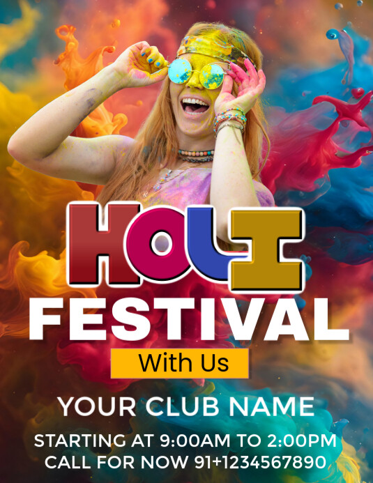 Professional Holi Festive Flyer Flyer (us Letter) Template | PosterMyWall