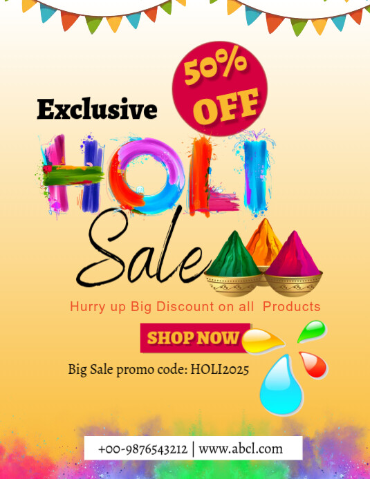 Copy of Professional Holi Sale And Discount Promo Code Flyer (us Letter ...