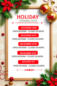 Holiday opening days Template | PosterMyWall