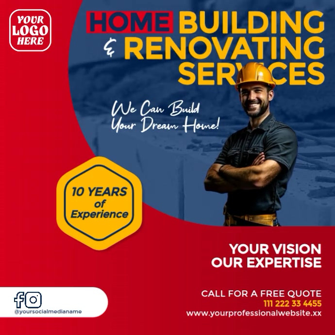 Home Renovation Services Square Video Template | PosterMyWall