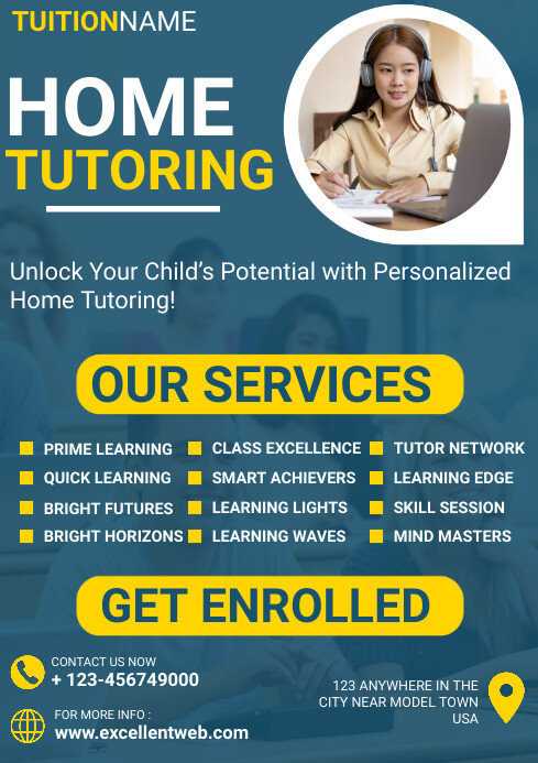 Copy of Professional Home Tutoring A4 | PosterMyWall