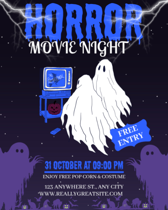 Professional Horror Movie Night Instagram Portrait Template | PosterMyWall