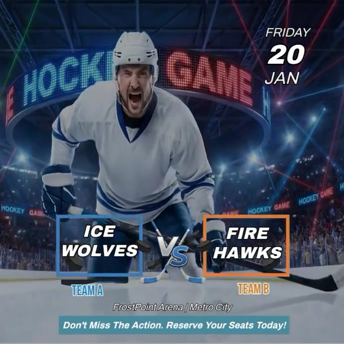Professional Intense Ice Hockey Vs Matchup Ad Instagram Post Template ...