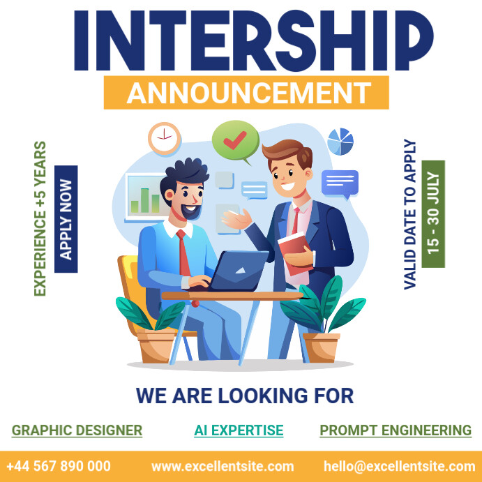 Professional Intership Announcement Instagram Post Template | PosterMyWall