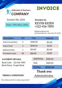 Professional Invoice A5 Template | PosterMyWall