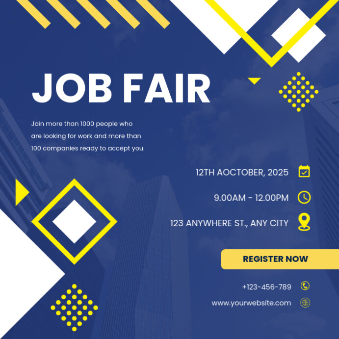 Professional Job Fair And Career Expo Ad Template Instagram Post ...
