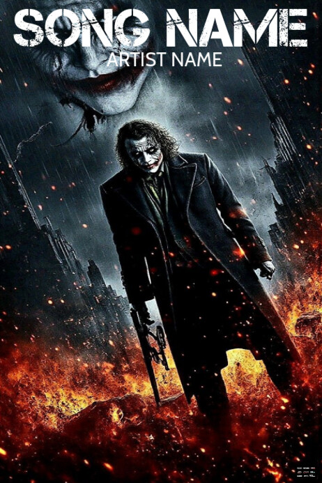 Professional Joker Man Fire Album Cover Art Poster Template | PosterMyWall