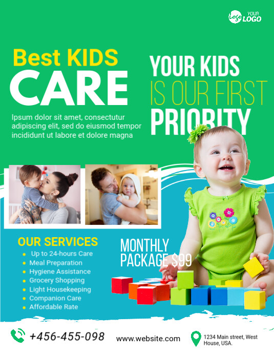 Professional Kids Care Center Flyer Flyer (us Letter) Template ...