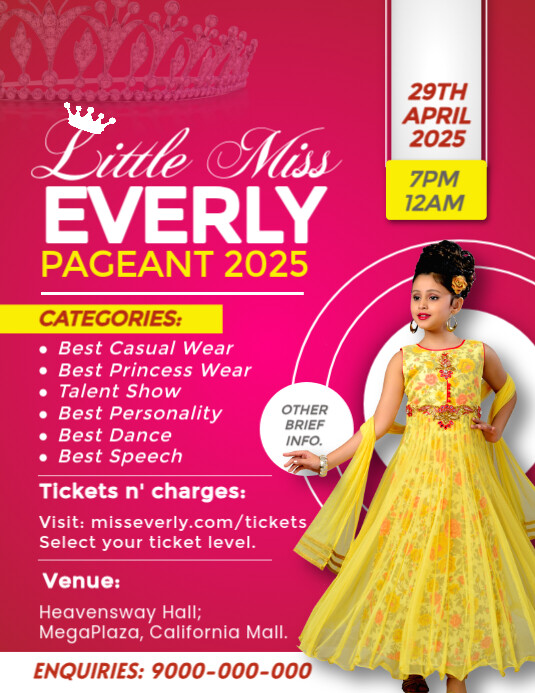 Professional Kids Pageant Flyer Template | PosterMyWall